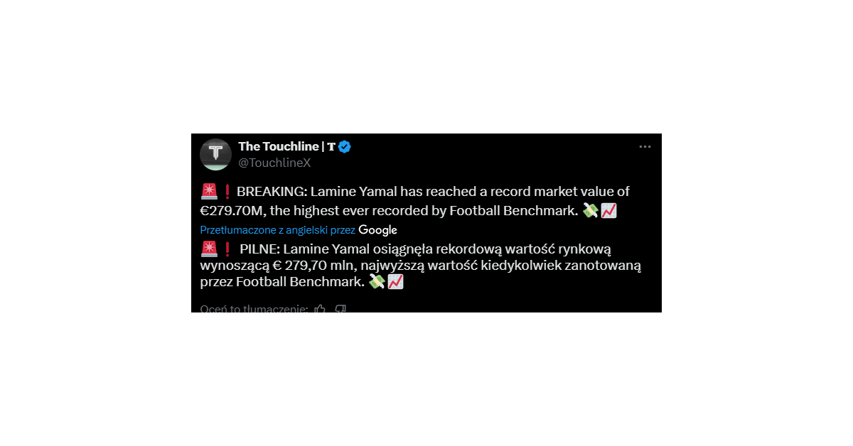 HIT! Lamie Yamal pobił REKORD WARTOŚCI piłkarza według Football ...